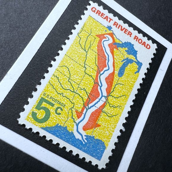 Wall Decor | Great River Road Framed Postage Stamp Art 4x4 Usa 1319 ...